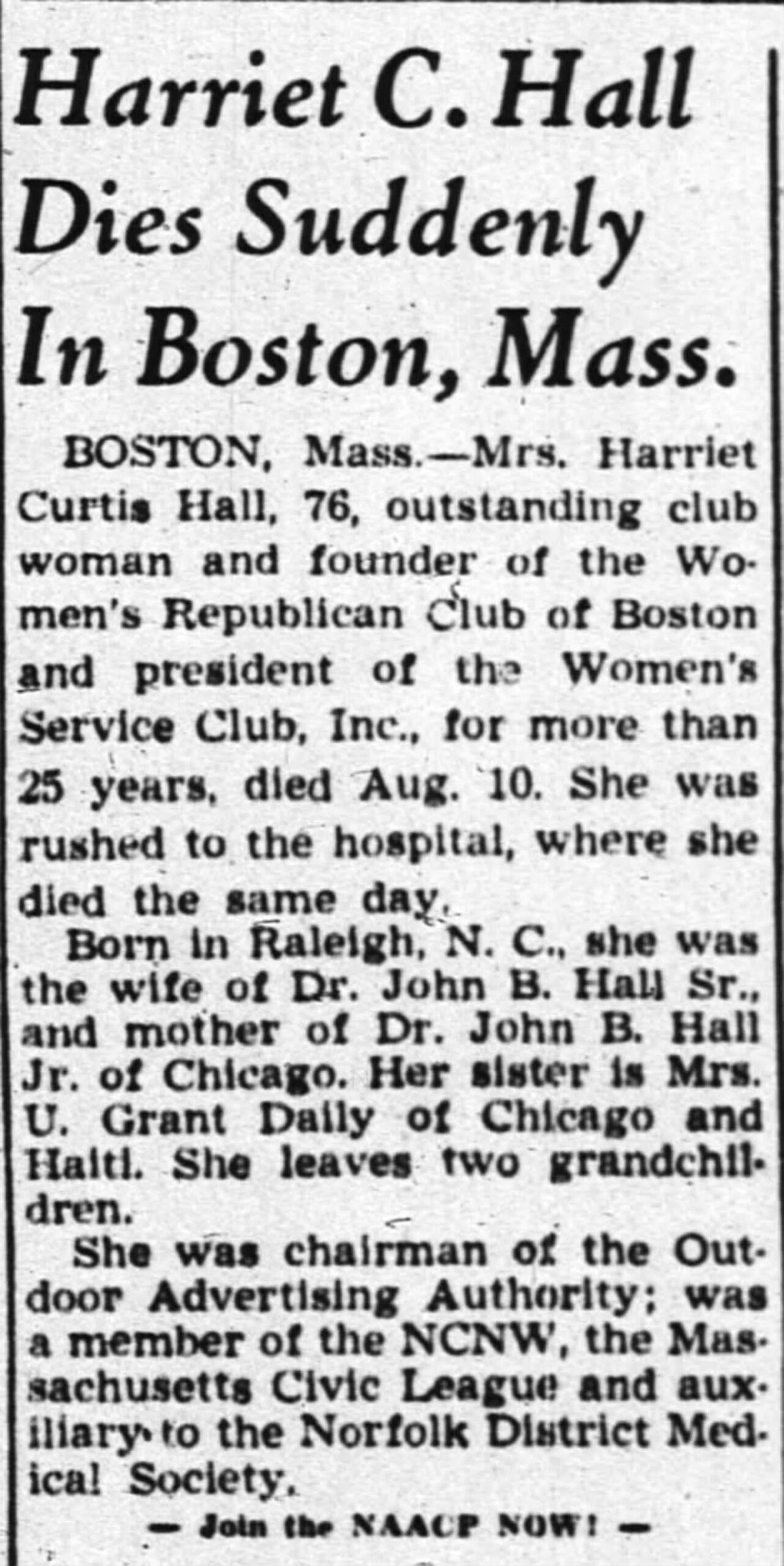 Harriet C. Hall - Boston Women's Heritage Trail
